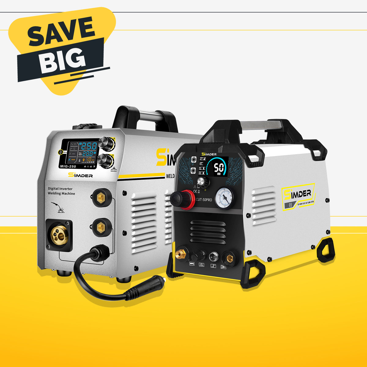 SSIMDER CUT-50PRO Pilot Arc Plasma Cutter + MIG-250 4-in-1 Welder ...